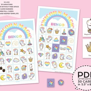 Unicorn Magic Bingo Game Kitprintable PDF Download - Etsy