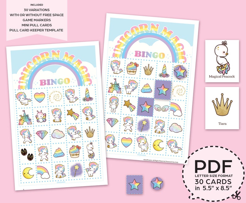 Unicorn Magic Bingo Game Kitprintable PDF Download - Etsy