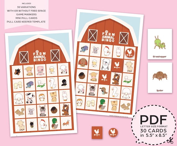 Farm Barnyard Animal Bingo Game Kitprintable PDF Download 🚳 Descubra a ...
