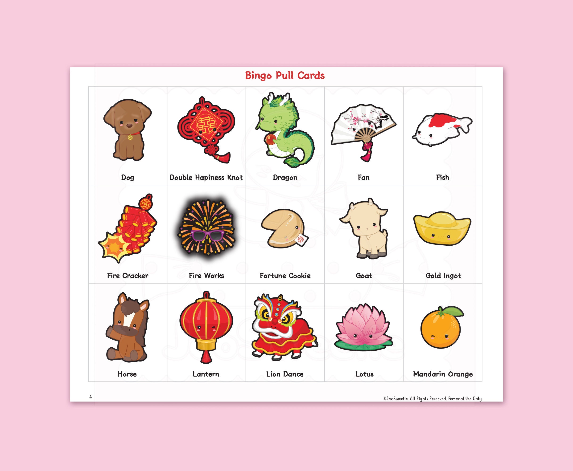 Lunar New Year Bingo Game Kitprintable PDF Download - Etsy UK