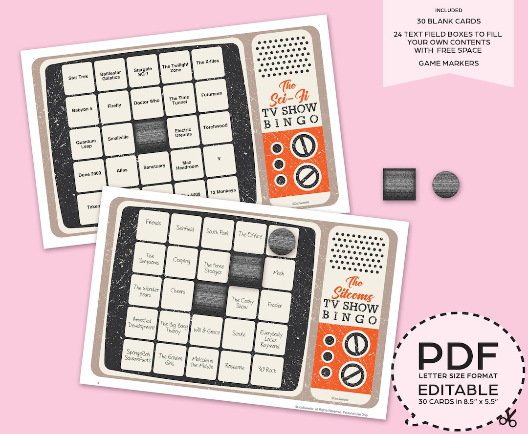 Your Theme of TV Show Editable Bingo Game Kitprintable PDF Download - Etsy