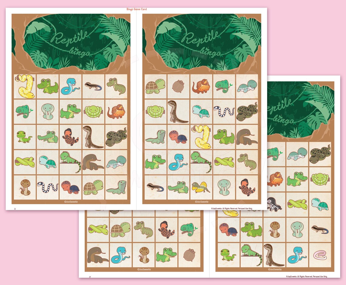 Reptile Bingo Game KitPrintable PDF Download | Etsy