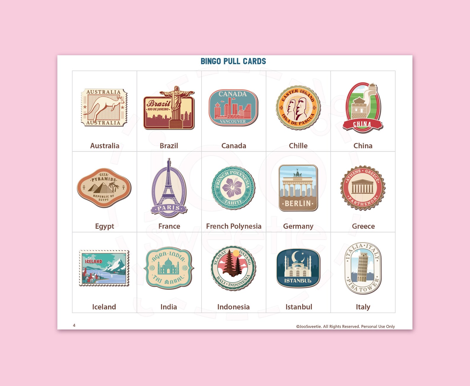 Around the World Bingo Game Kit | PDF Download - Etsy