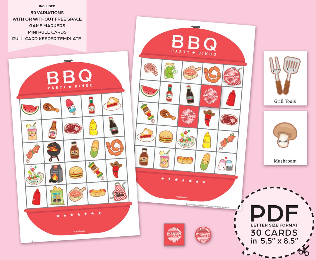 BBQ Party Bingo Game Kit | PDF Download - Etsy