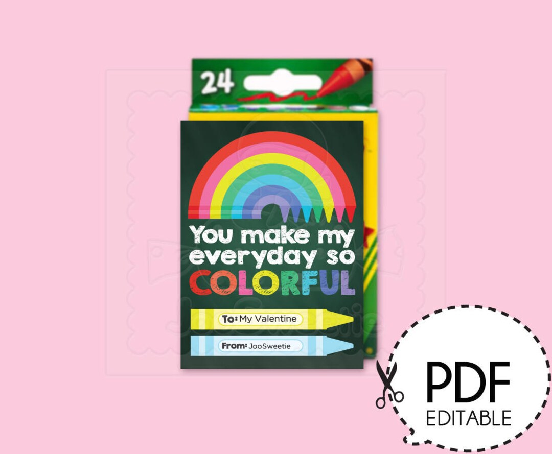 Crayon Valentine's Day Box Attach Label Card With Green Board ...