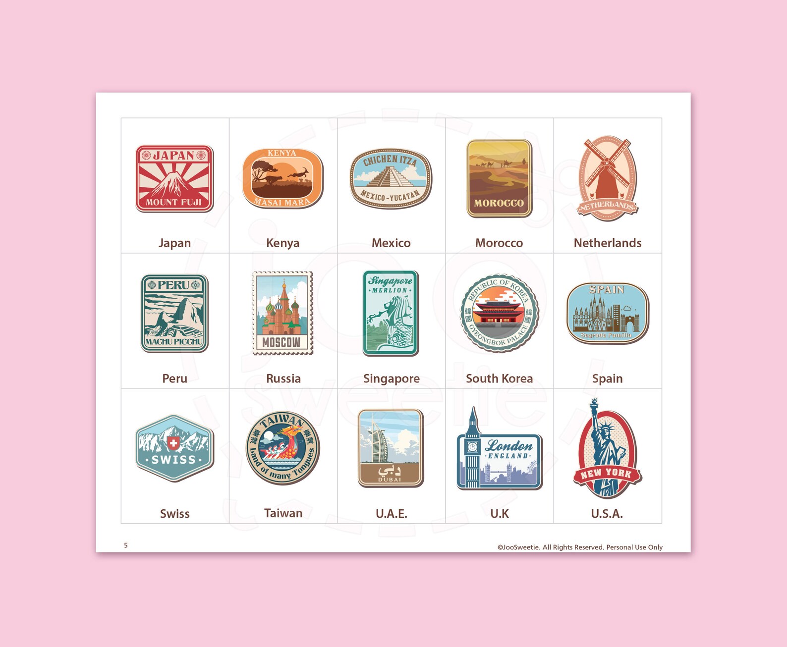 Around the World Bingo Game Kit | PDF Download - Etsy