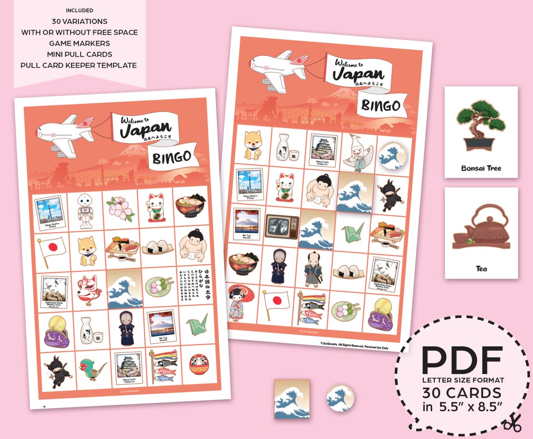 Welcome to Japan Bingo Game Kitprintable PDF Download - Etsy