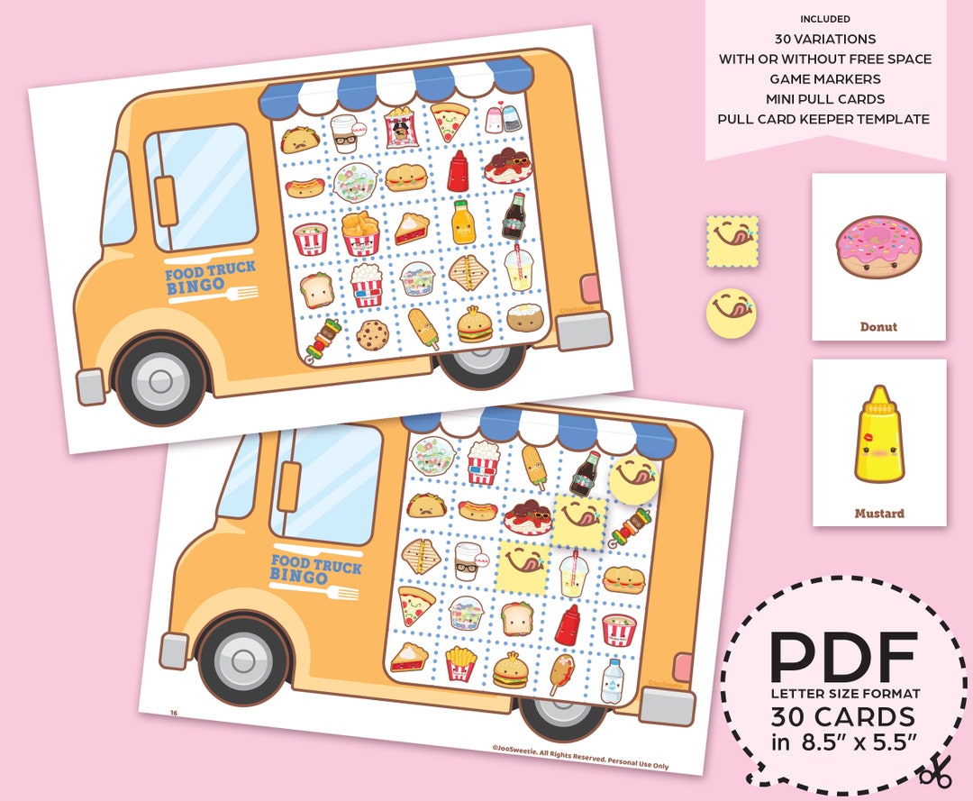 Food Truck Bingo Game Kit | PDF Download - Etsy