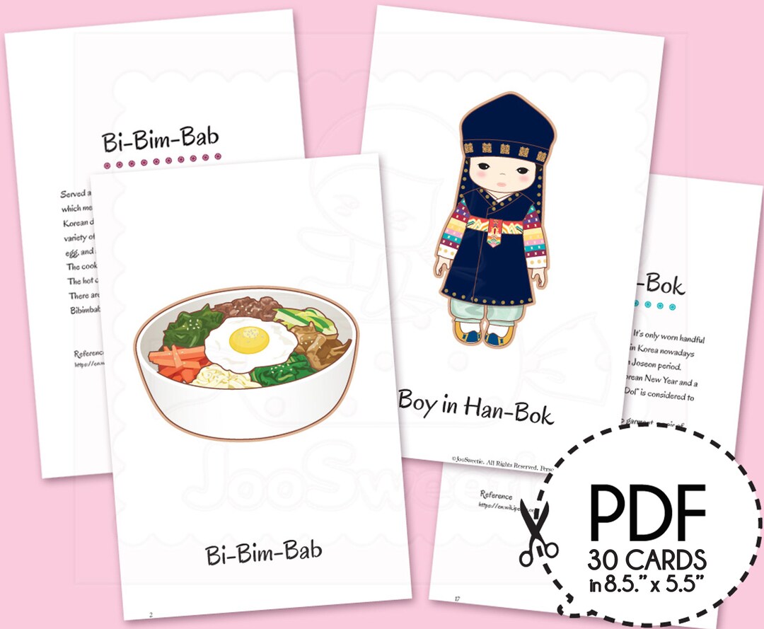 Welcome to South Korea Bingo Large Pull Cardsprintable PDF - Etsy