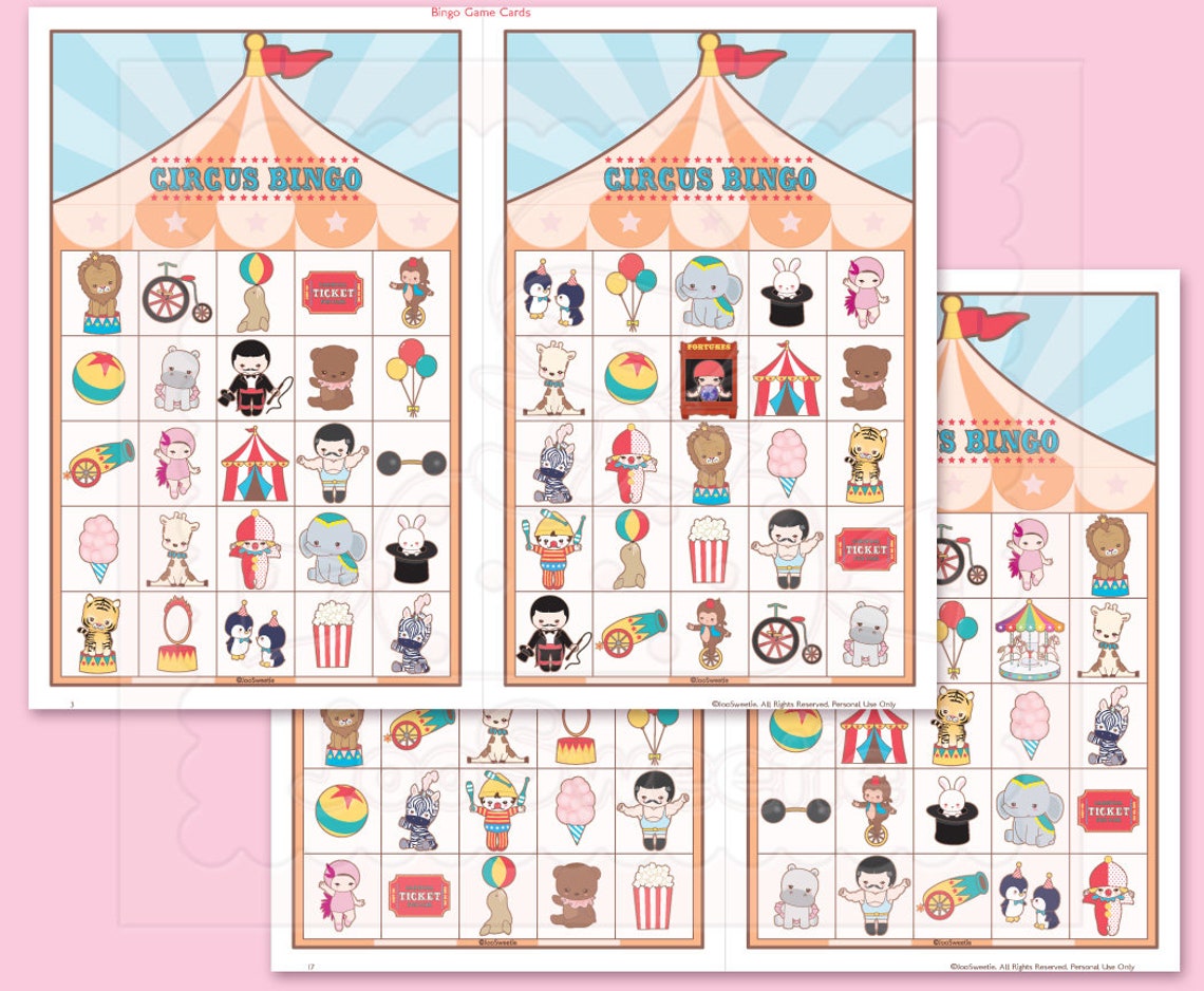 Circus Bingo Game Kitprintable PDF Download | Etsy