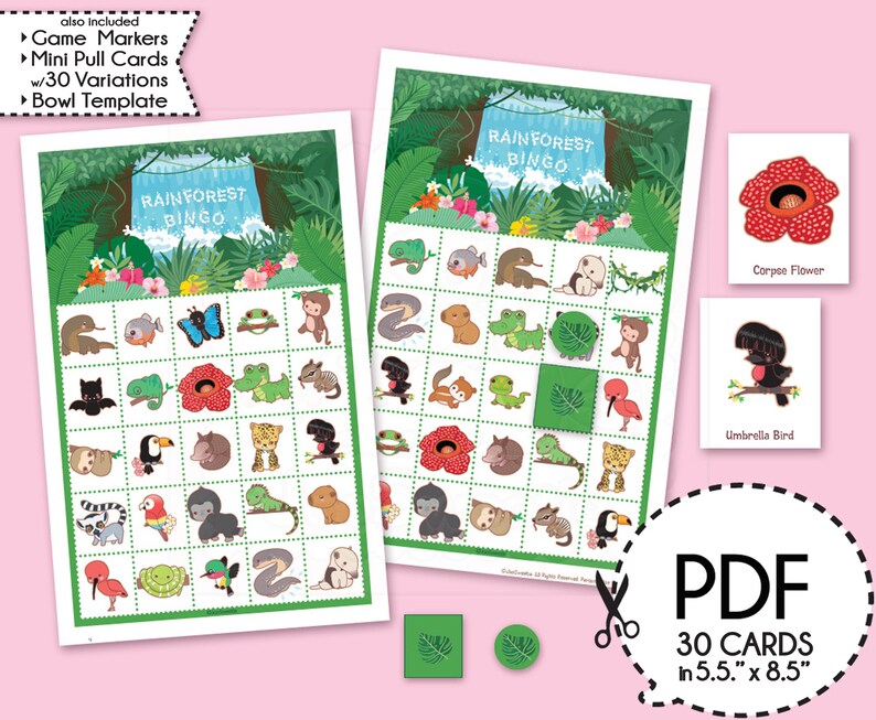 Rainforest Jungle Bingo Game Kitprintable PDF Download - Etsy