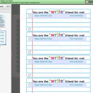 You're Write Friend for Me Valentine Pen Favor Card-printable PDF ...