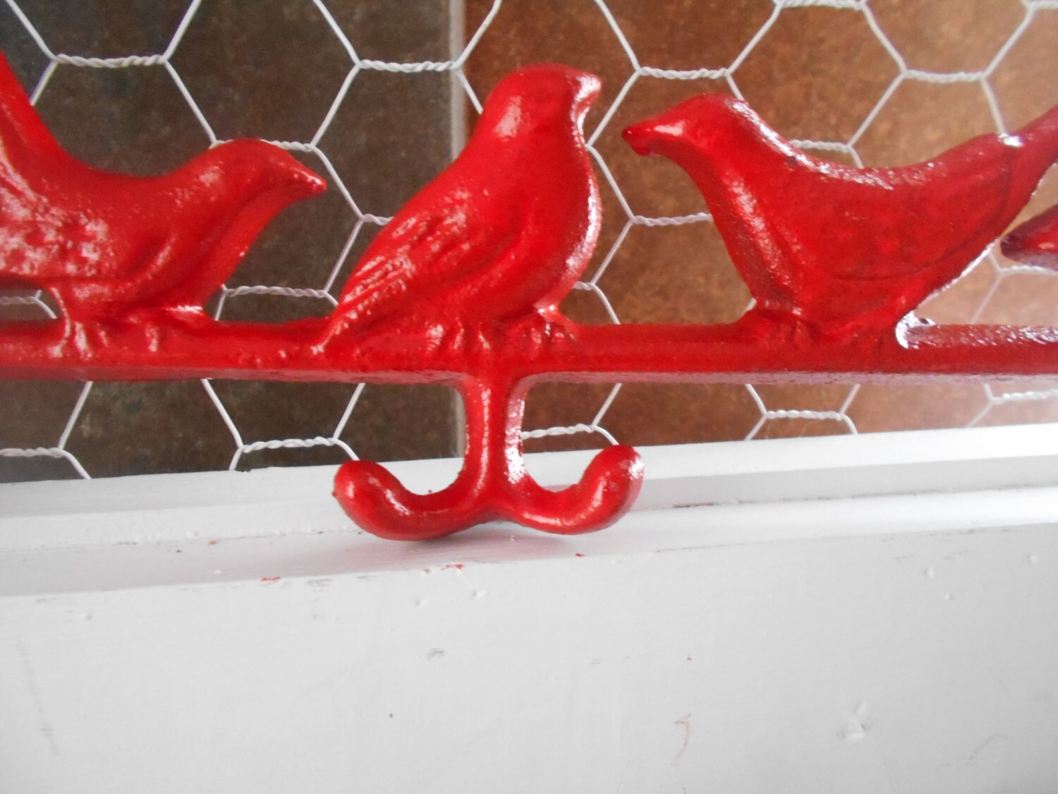 Red Hot Birds on a Branch 6 Hook Cast Iron Cherry Red - Etsy UK