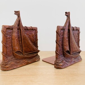 Vintage Syroco Wood Sailboat Bookends - Etsy