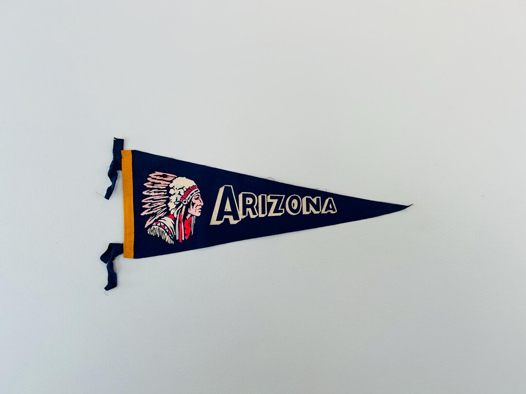 Vintage Arizona Native American Chief Pennant - Medium Size - Etsy