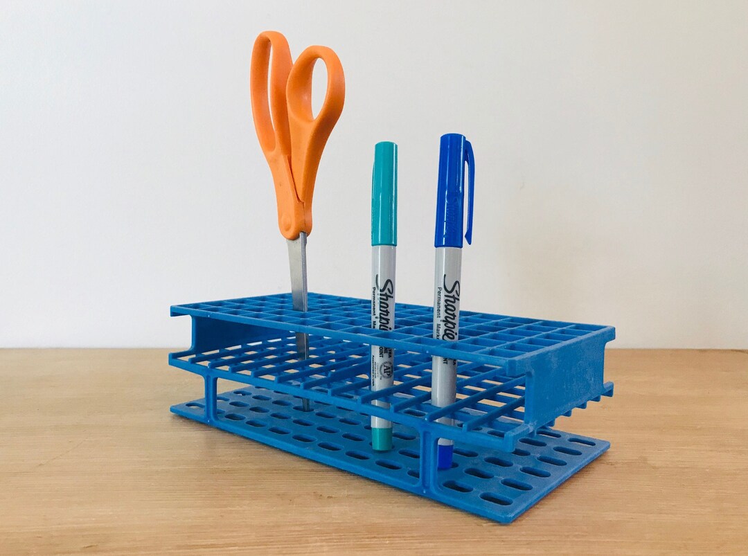 Vintage Industrial Laboratory Test Tube Holder Pen Holder Office ...
