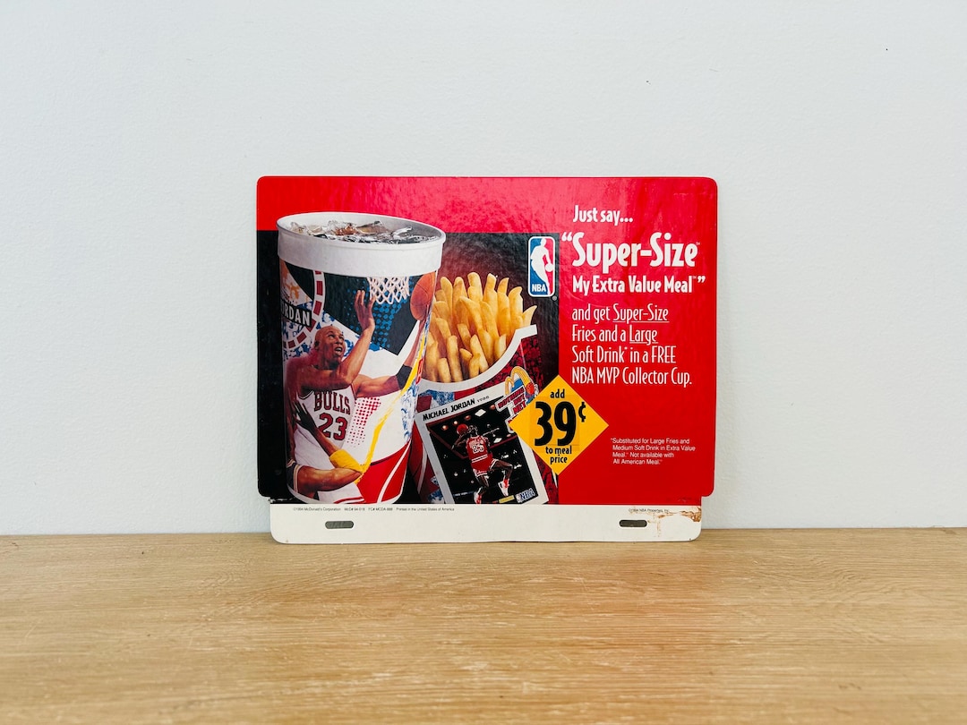 Vintage Mcdonalds Super Size Sign NBA MVP Collector Cup Michael Jordan ...