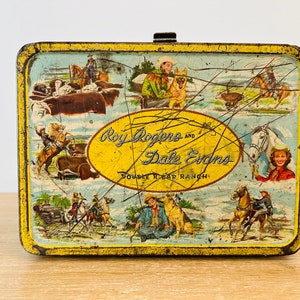 Vintage Roy Rogers Metal Lunchbox Roy Rogers and Dale Evans Double R ...