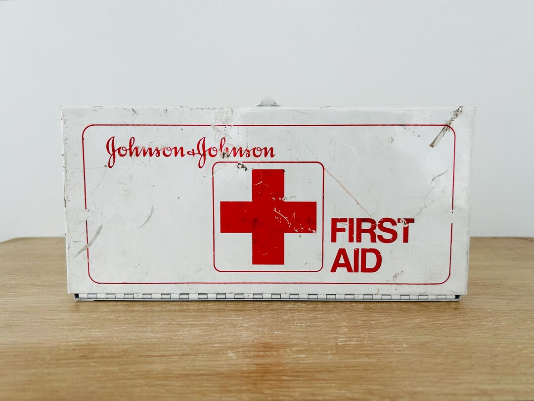 Vintage First Aid Box by Johnson and Johnson Metal First Aid Box Wall ...