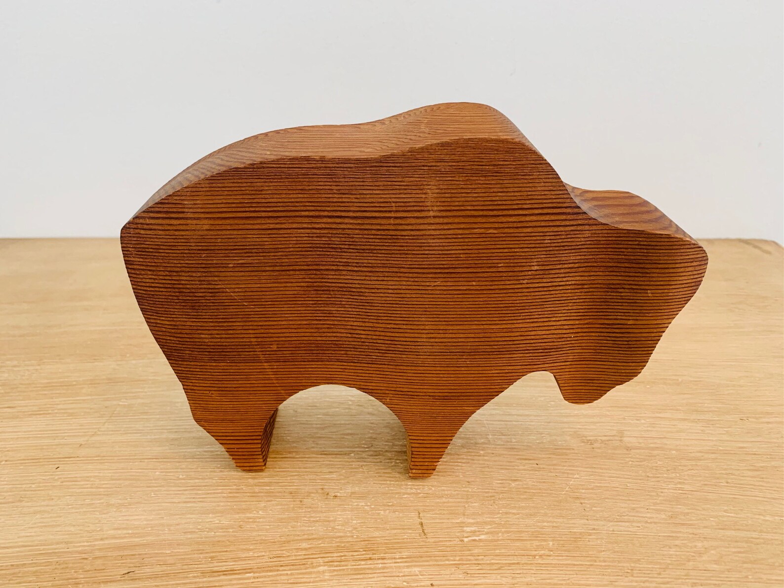 Vintage Wooden Buffalo Figure | Etsy
