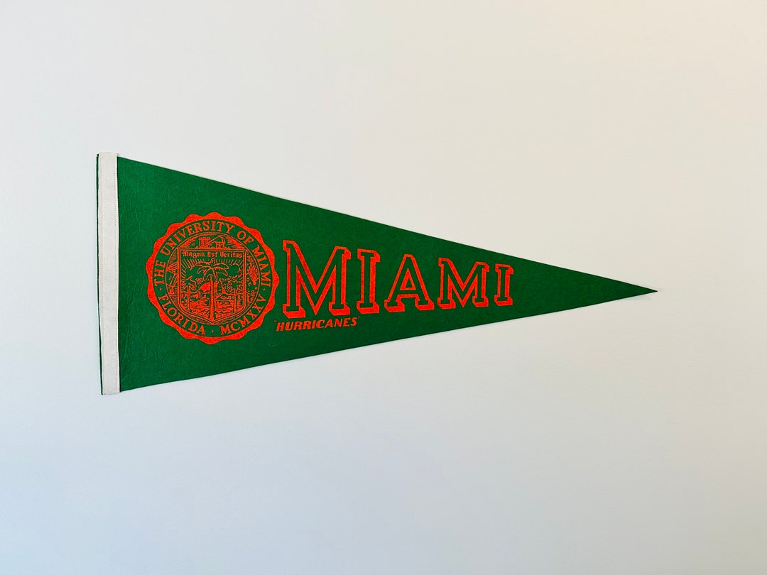 Vintage University of Miami Florida Full Size Souvenir Pennant Miami ...