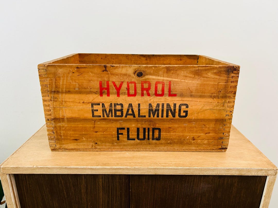 Vintage Hydrol Embalming Fluid Wooden Dovetail Joint Crate Box Hydrol ...