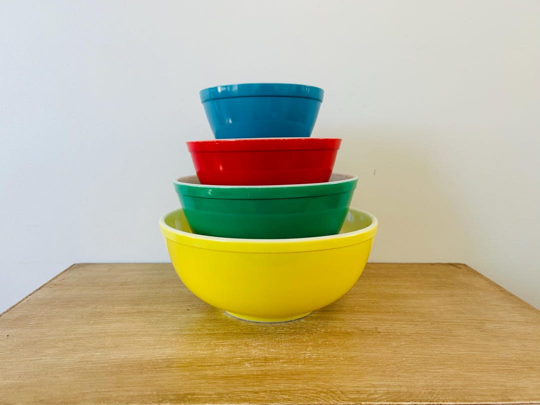 Vintage Primary Pyrex Mixing Bowl Set, #401, 402, 403 & Large Yellow ...