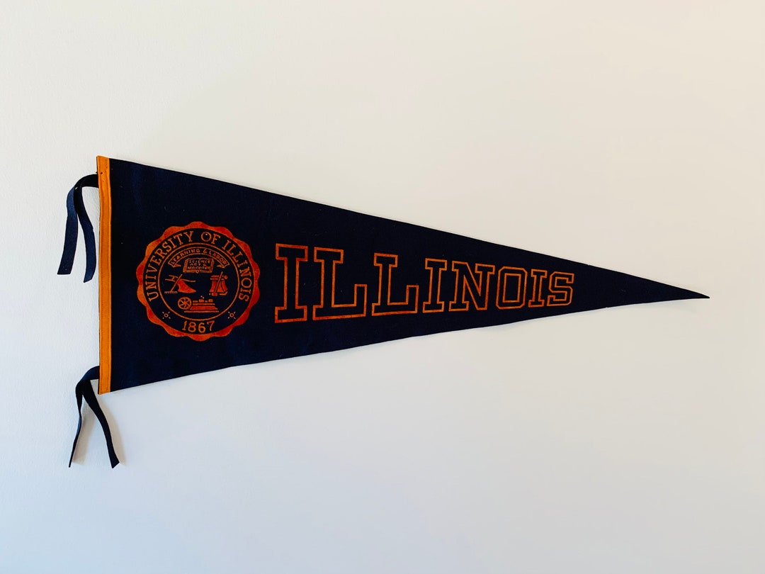 Vintage 1940s University of Illinois Large Pennant by Chicago - Etsy