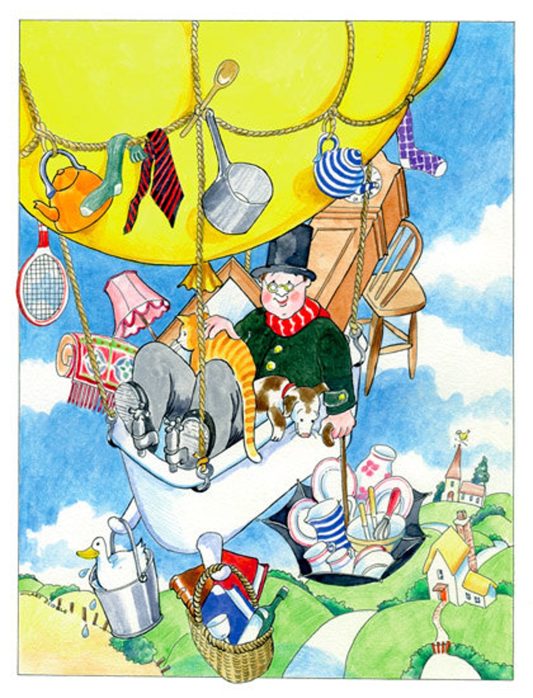 Moving House? up and Away! Greeting Card, From an Original Illustration ...
