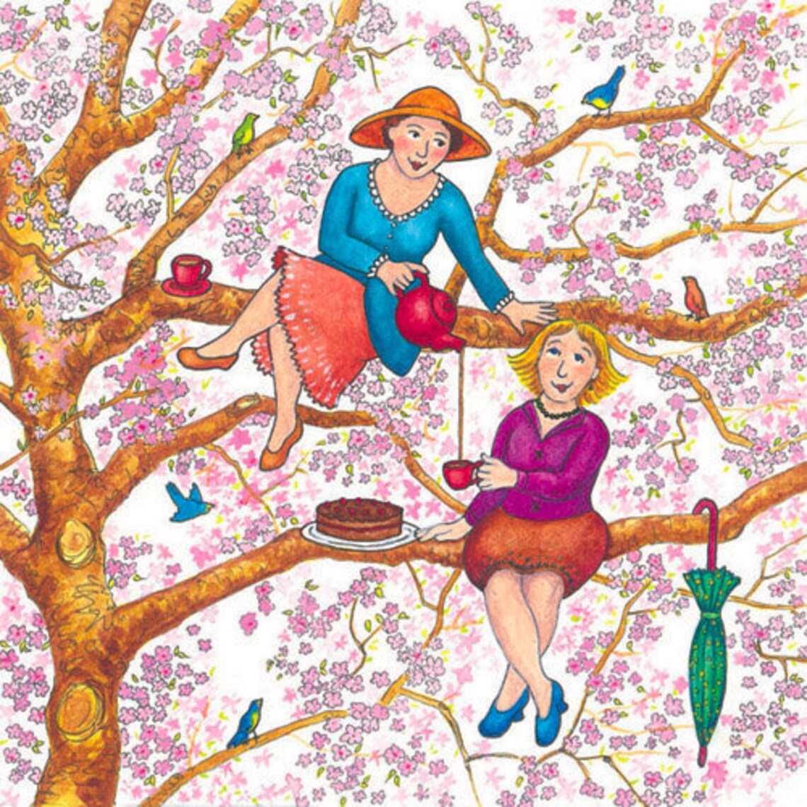 Greeting Card: Tea in a Tree for Two. From an Original Illustration - Etsy