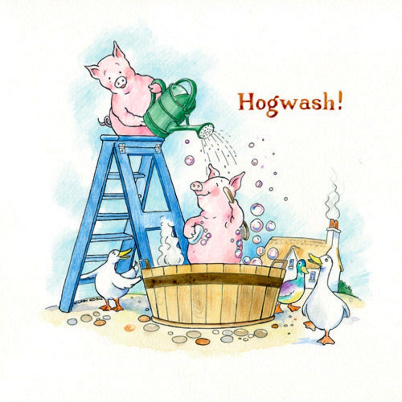 GREETING CARD: Funny Pigs, Hogwash. Blank Card, Note Card. - Etsy