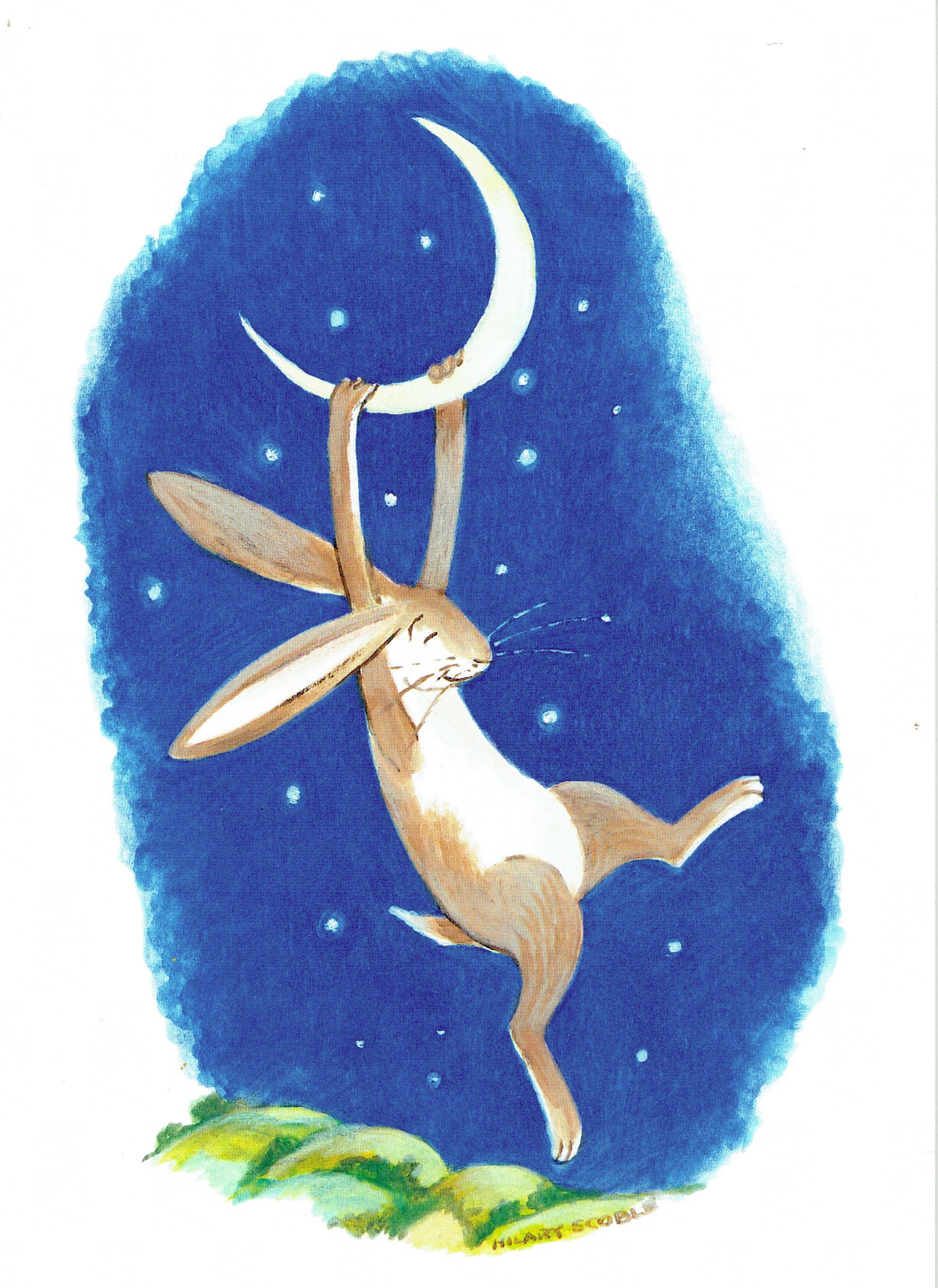 The Moon and the Hare... Sweet Hare Notecard, Blank Inside for Personal ...