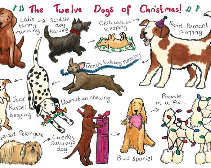 The Twelve Dogs of Christmas... A Christmas Card for Dog Lovers - Etsy