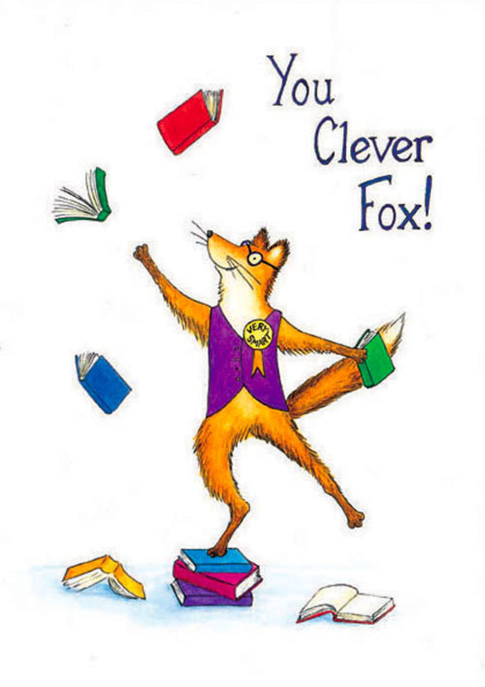 CONGRATULATIONS CARD: Fox Illustration, You Clever Fox, Greeting Card ...