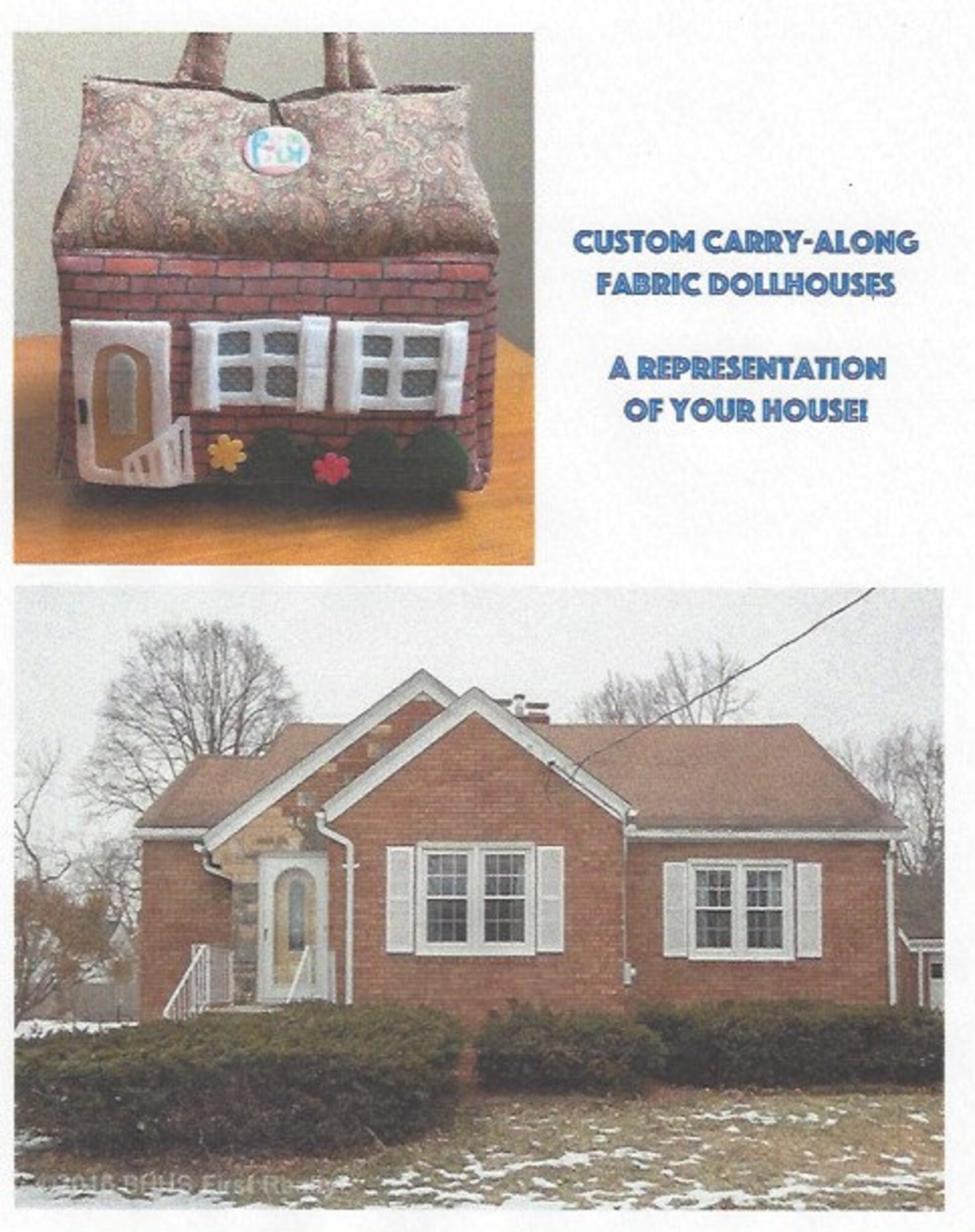 PORTABLE Travel Fabric Dollhouses- Representation of Your Own House ...