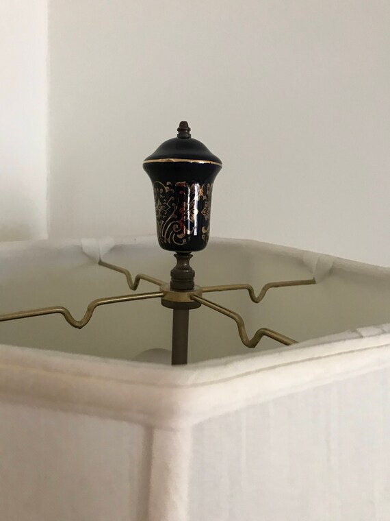 Antique Ceramic Lamp Finial Gold Painted Floral and Swirl | Etsy