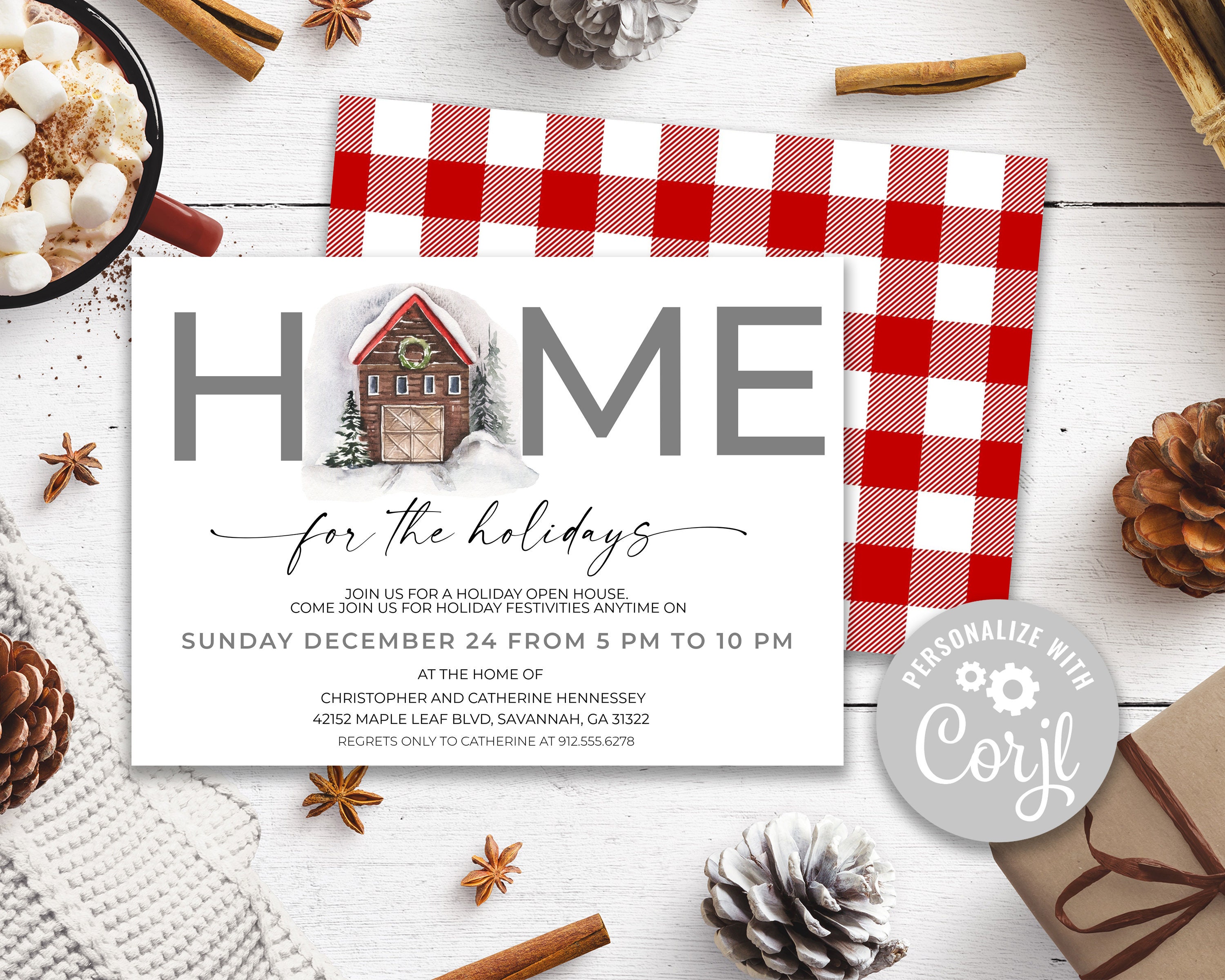 Home for the Holidays Christmas Party Invitation, Open House Christmas ...