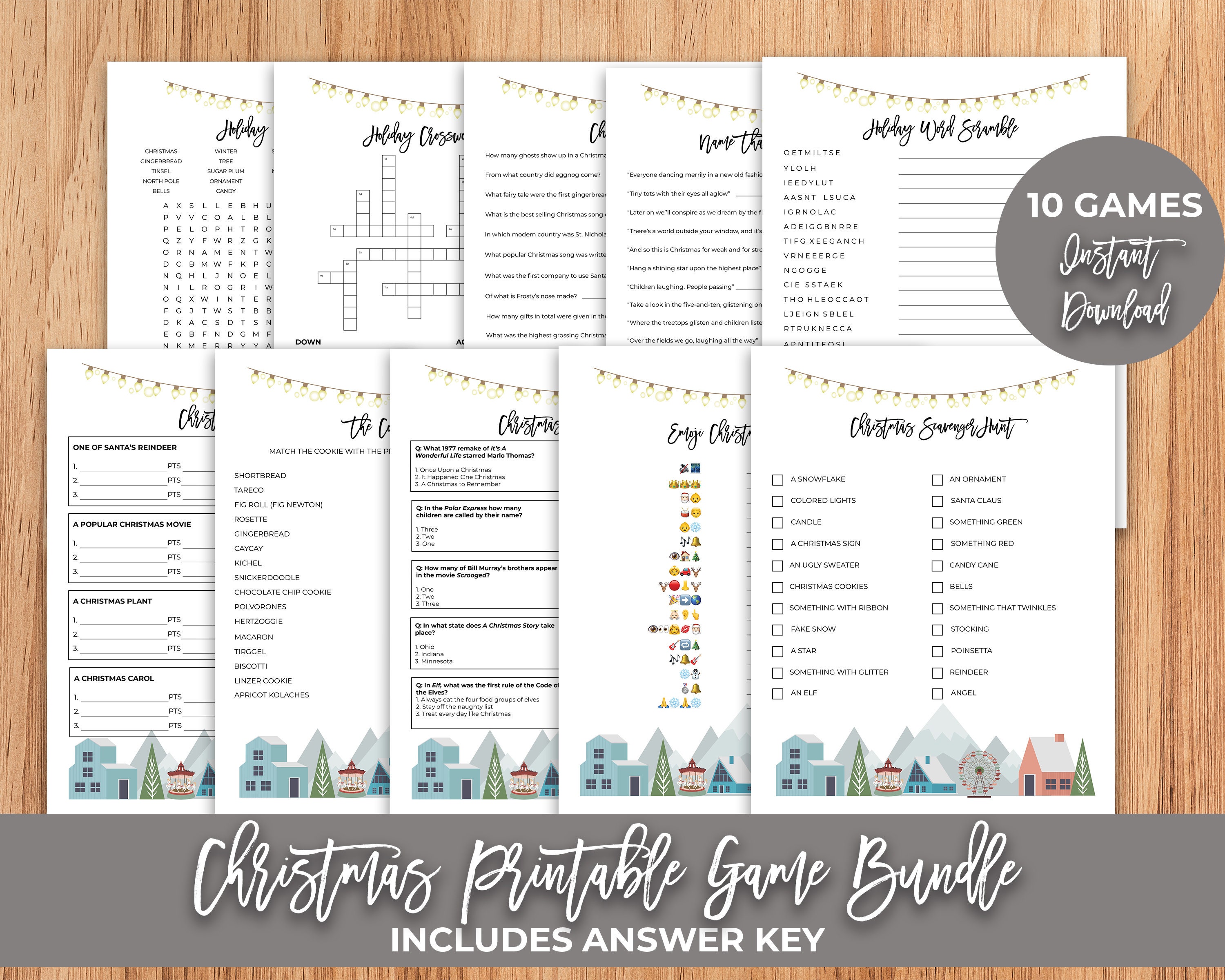 Christmas Printable Games | Holiday Party Games | Printable Party Game ...