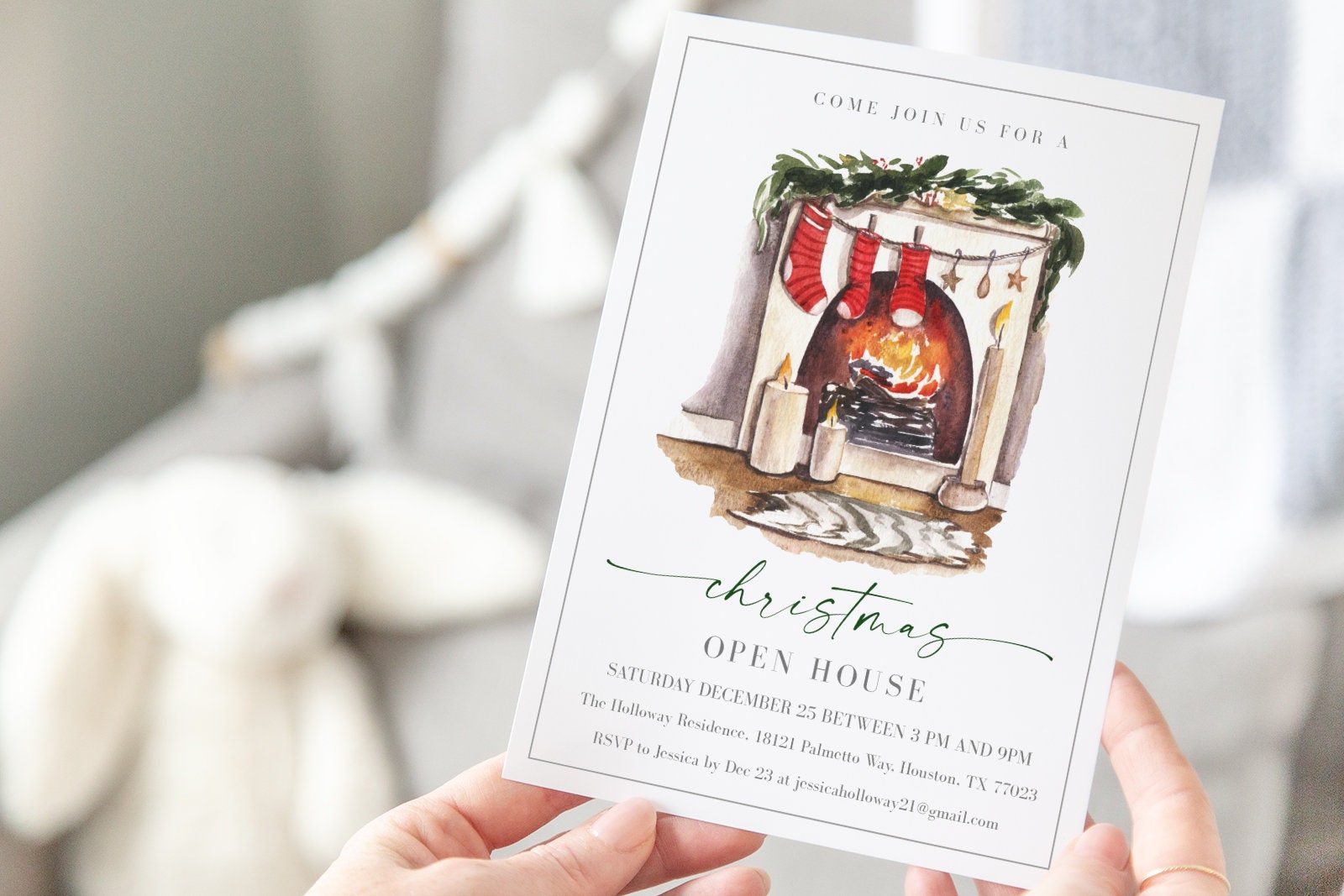 Printable Christmas Open House Invitation, Editable Open House Invite ...