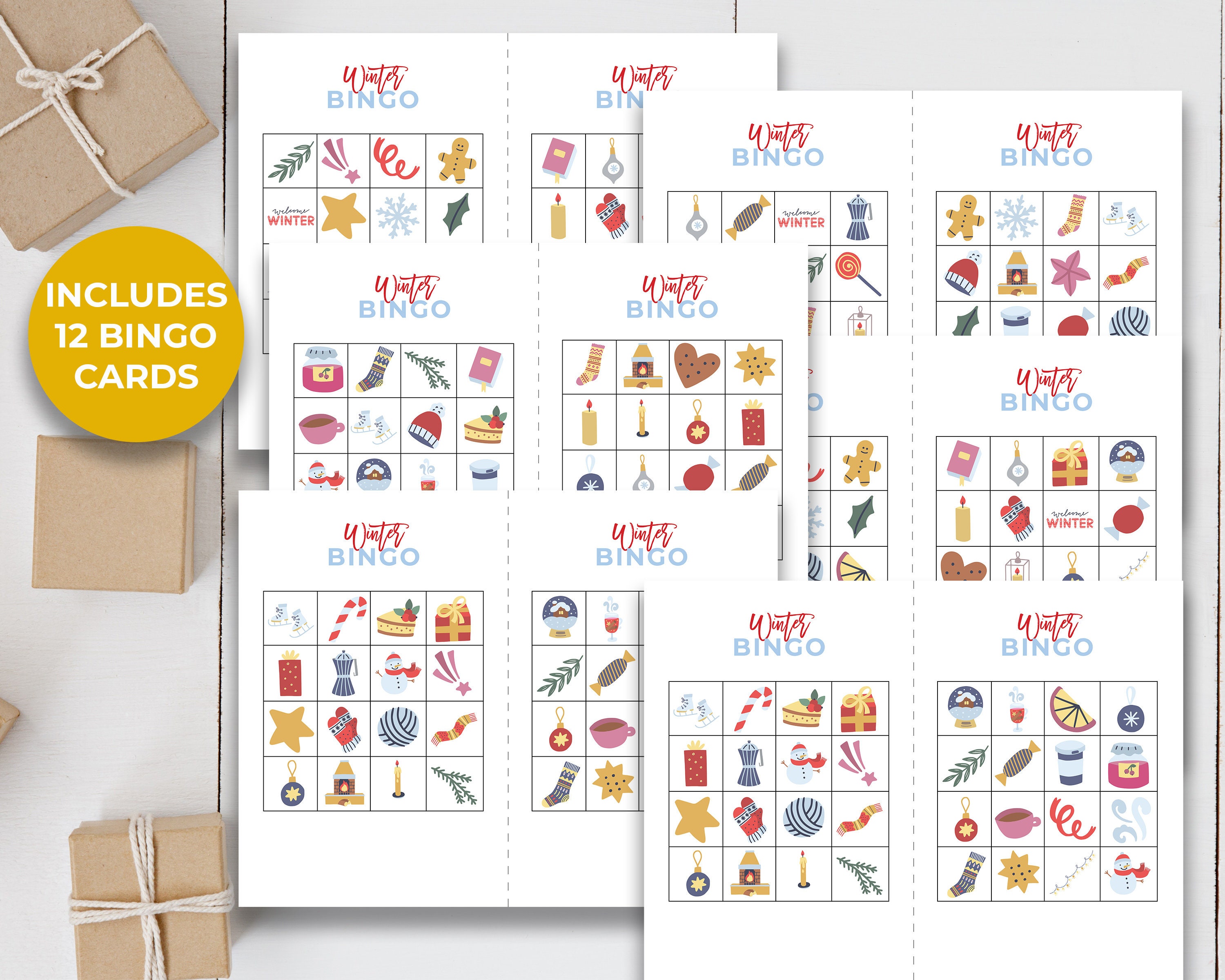 Christmas Printable BINGO, Holiday Party Games, Printable Party Game ...