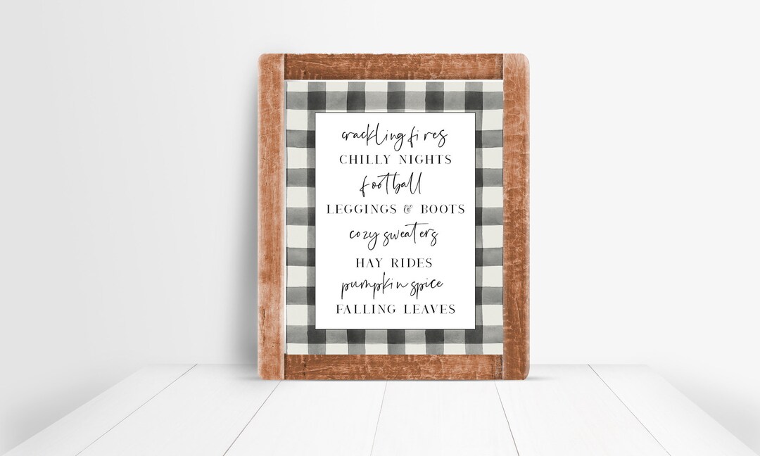 Buffalo Check Fall Printable Sign, Buffalo Plaid Printable Wall Art ...