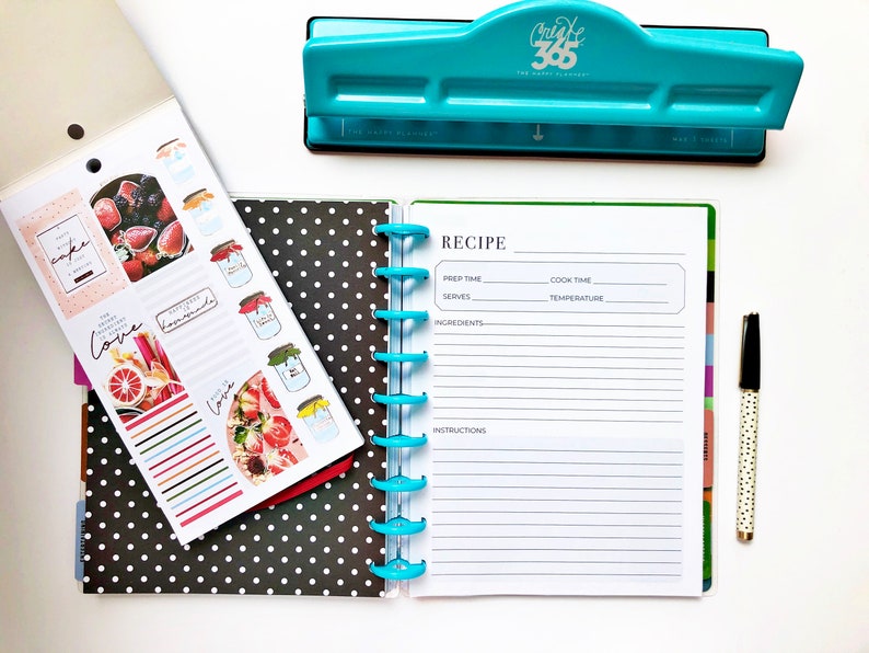 Classic HAPPY PLANNER Recipe Insert, Printable Planner Insert, Planner ...