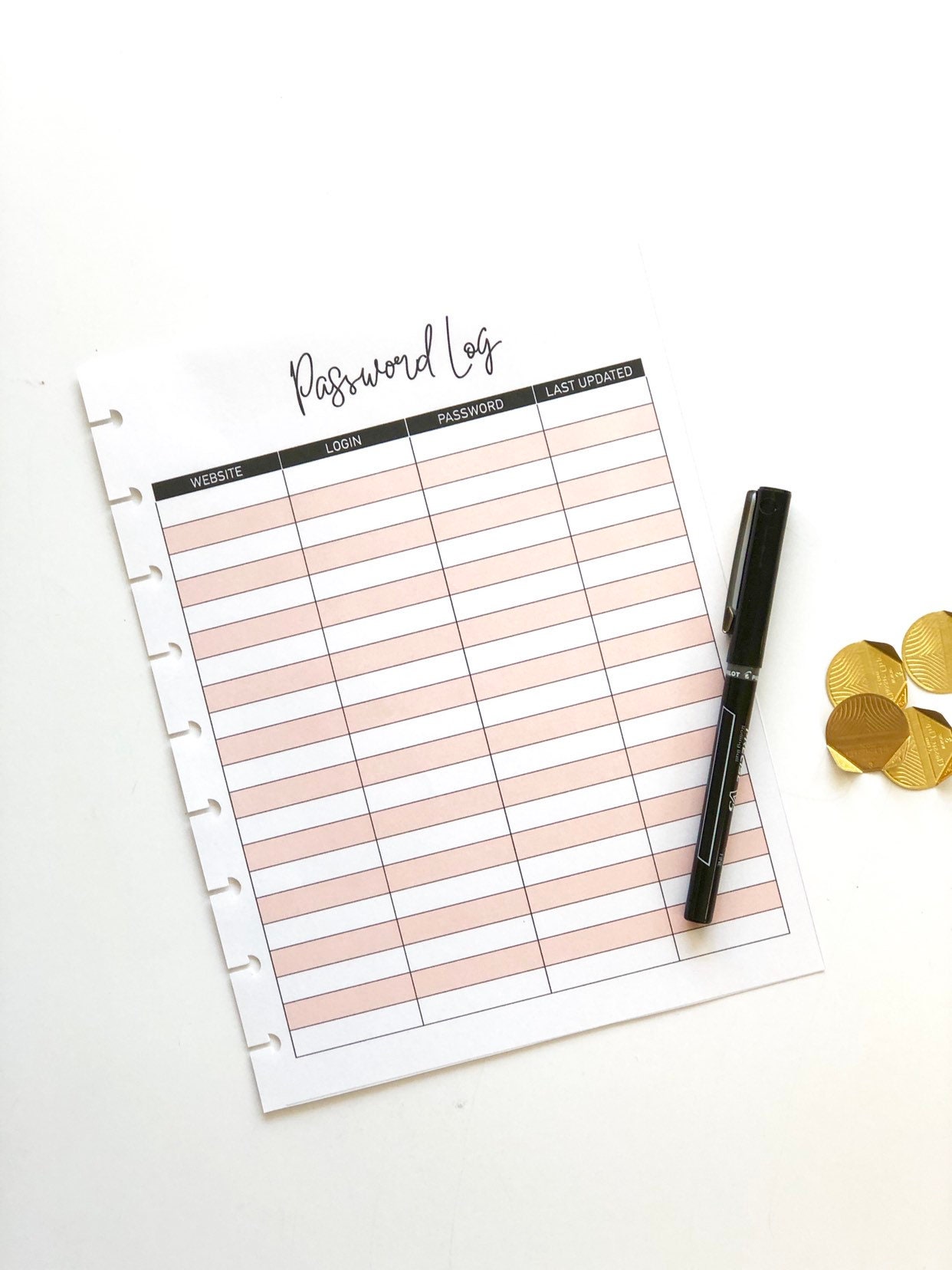 Classic HAPPY PLANNER Insert Password Log - Printable | Instant ...
