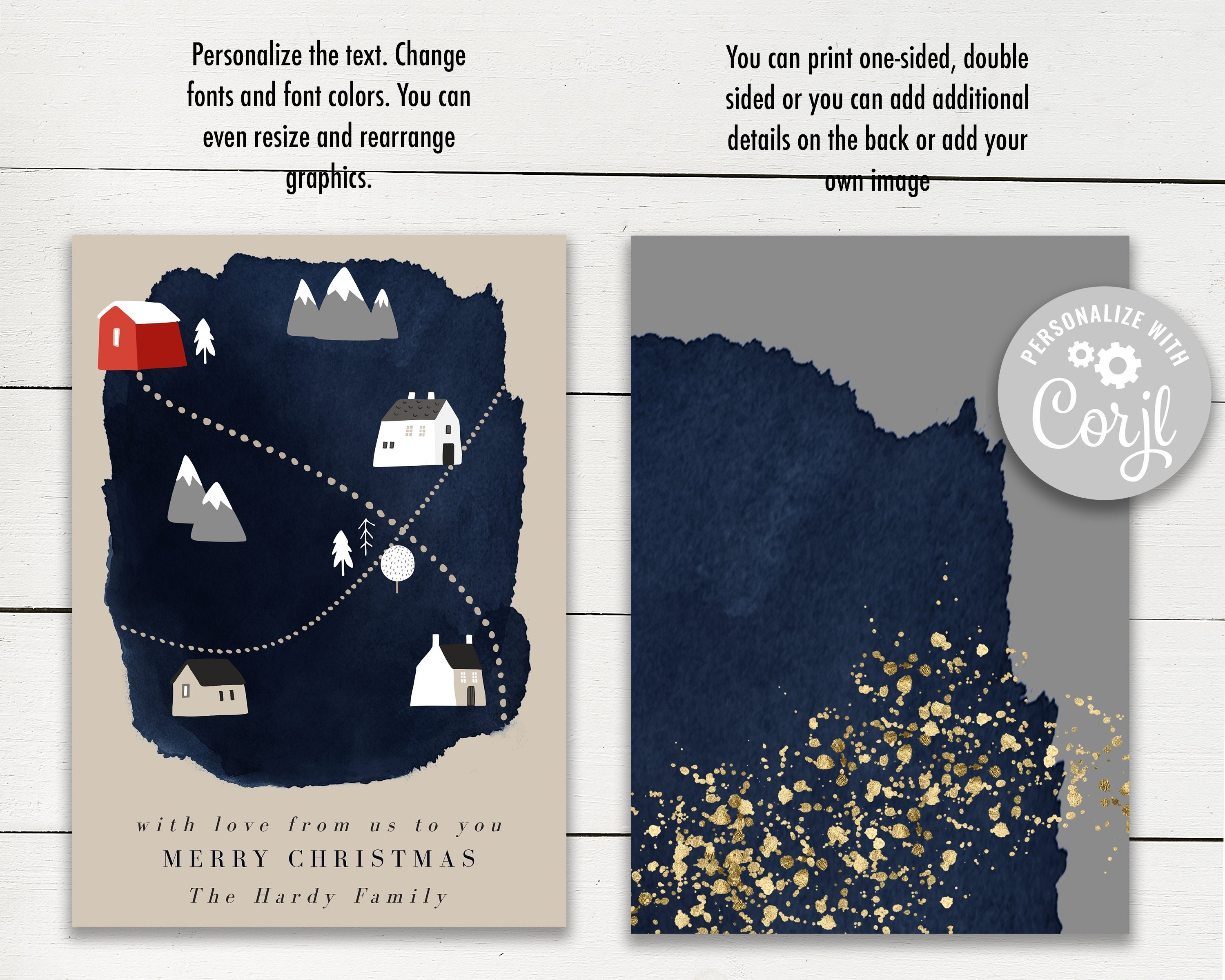 Editable Christmas Card, Map Printable Christmas Card, Christmas Card ...