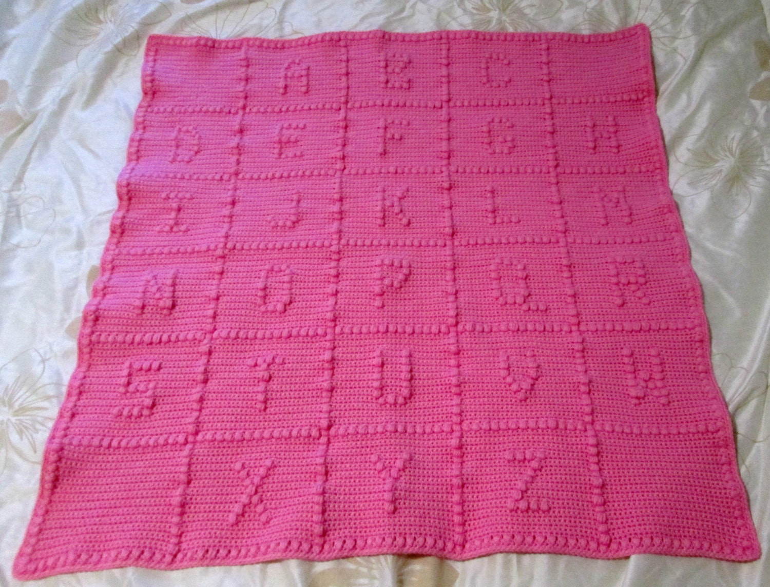 ABC Baby Blanket Pink Alphabet Blanket Afghan Crochet Ready to Ship ...