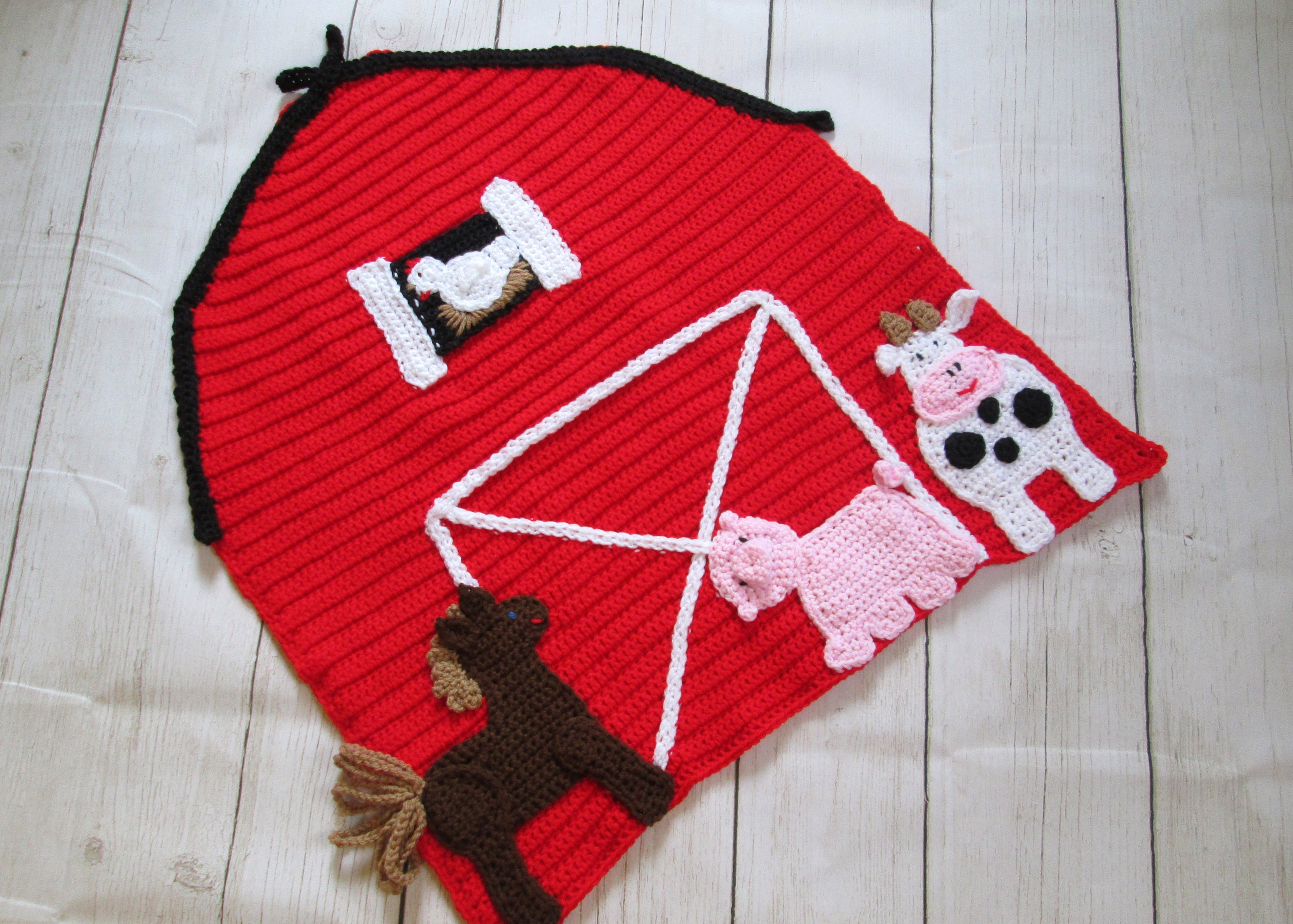 Red Barn Blanket With Farm Animals Unique Baby Shower Gift Nursery ...