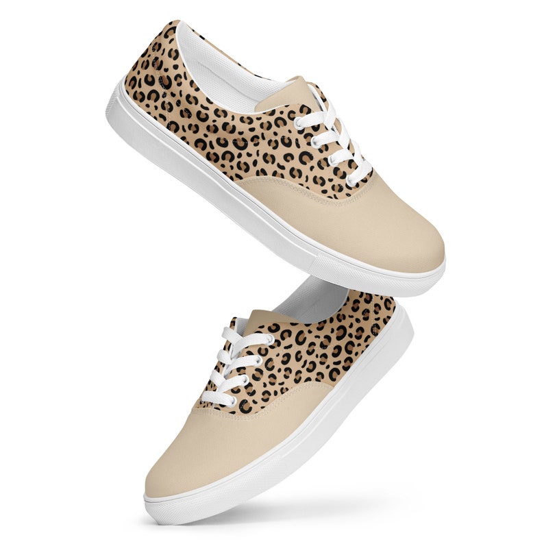 Leopard Print Lace-up Sneakers for Teachers - Leopard Print and Beige ...