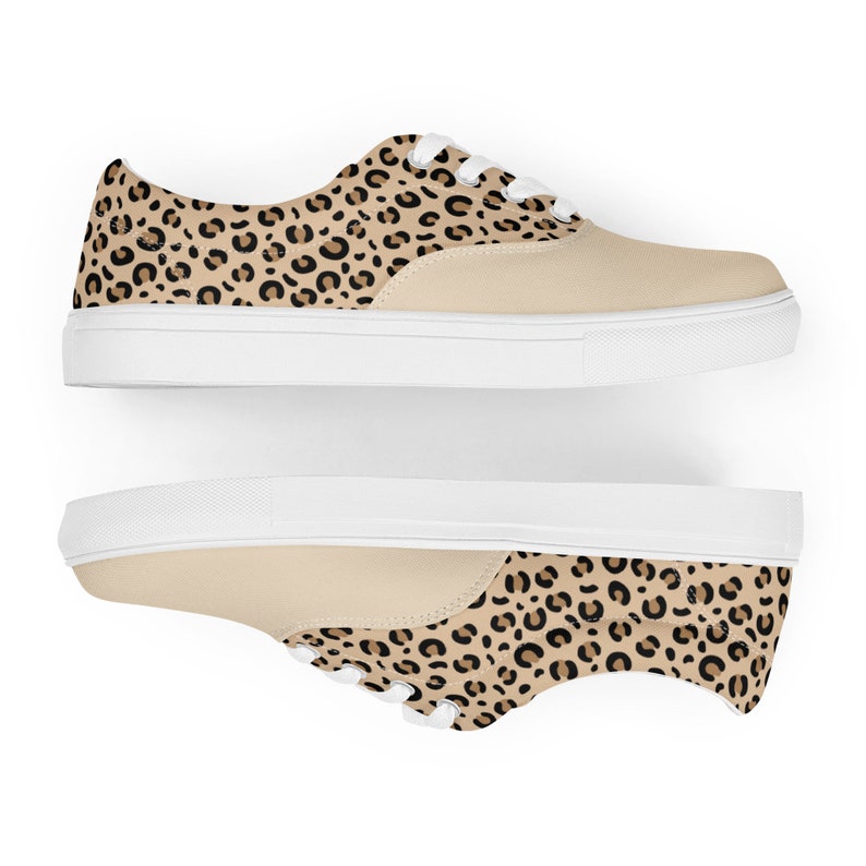 Leopard Print Lace-up Sneakers for Teachers - Leopard Print and Beige ...