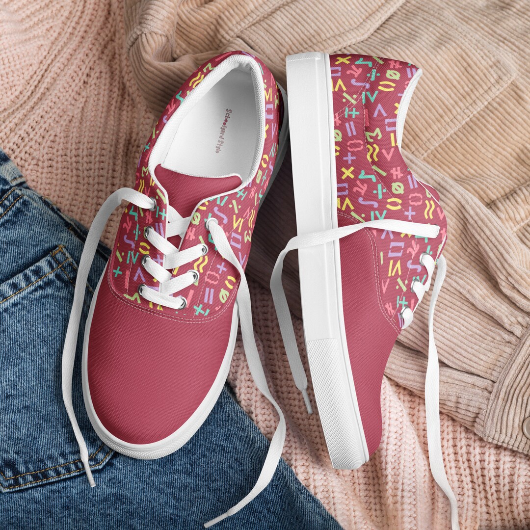 Math Teacher Shoes - Women’s Lace up Canvas Shoes - Shoes for Math ...