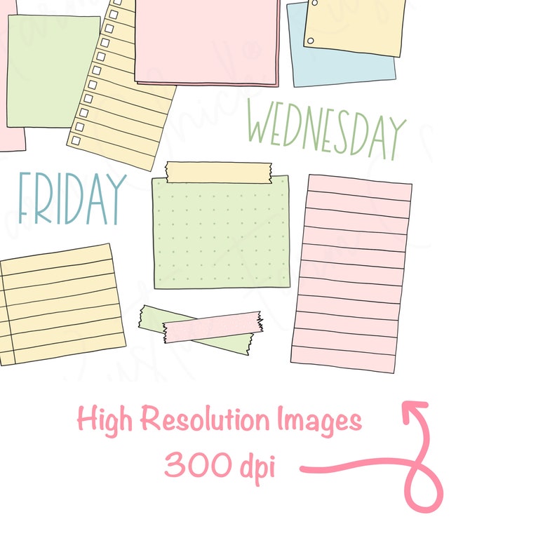 NOTES & NOTEPADS Digital Stickers for Goodnotes Pastel Sticky - Etsy